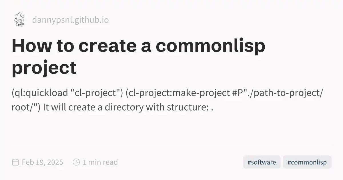 How To Create A Commonlisp Project 